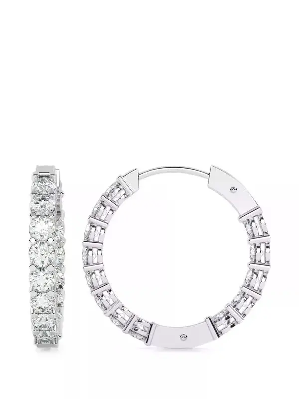 Diamond Essentials 14k White Gold Diamond Hoop Earrings