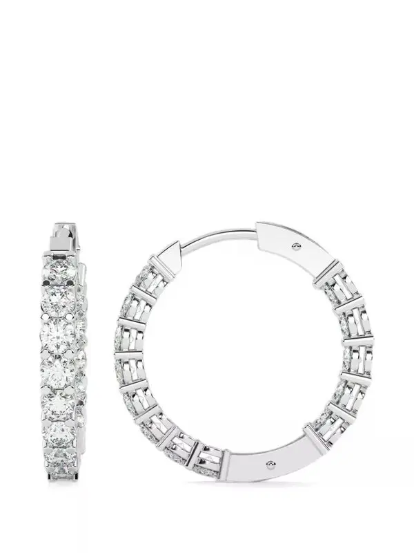 Diamond Essentials Laboratory-grown Diamond Hoop Earrings In 14k White Gold - Silver