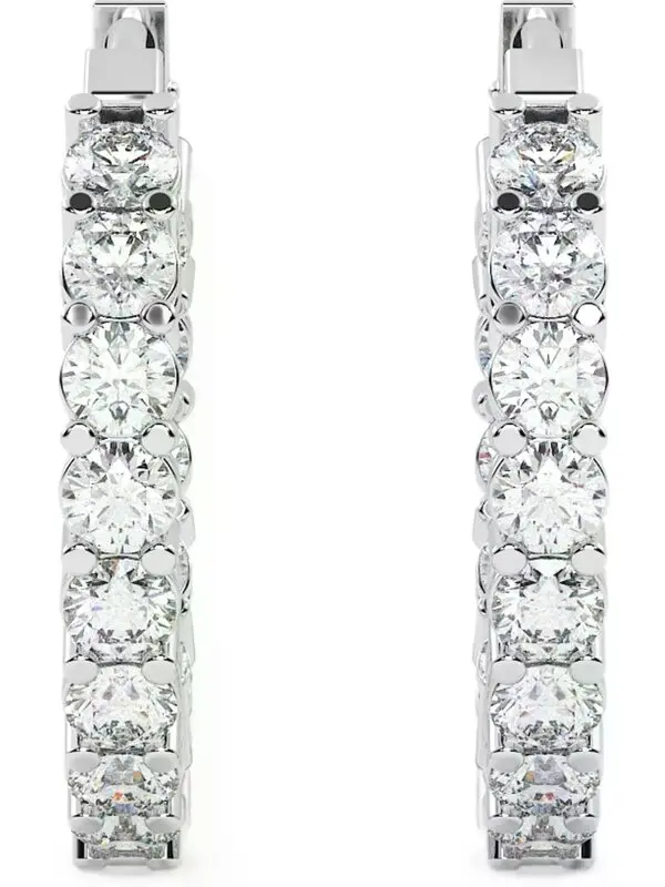 Diamond Essentials 14k White Gold Laboratory-grown Diamond Hoop Earrings