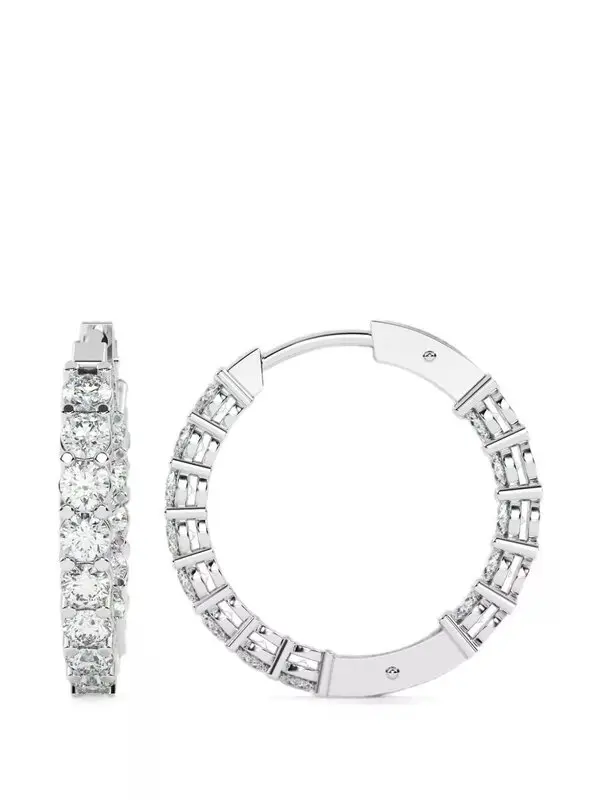 Diamond Essentials 14k White Gold Laboratory-grown Diamond Hoop Earrings