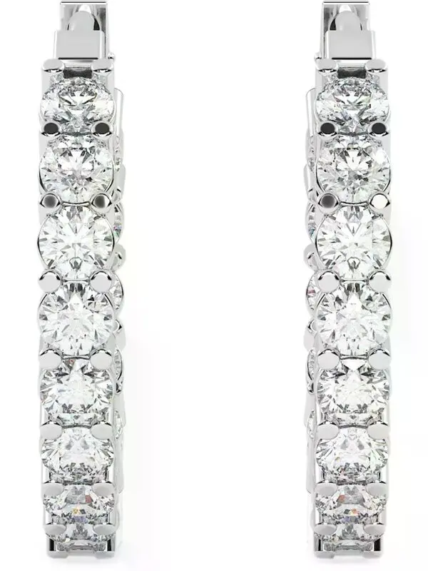 Diamond Essentials 14k White Gold Laboratory-grown Diamond Hoop Earrings