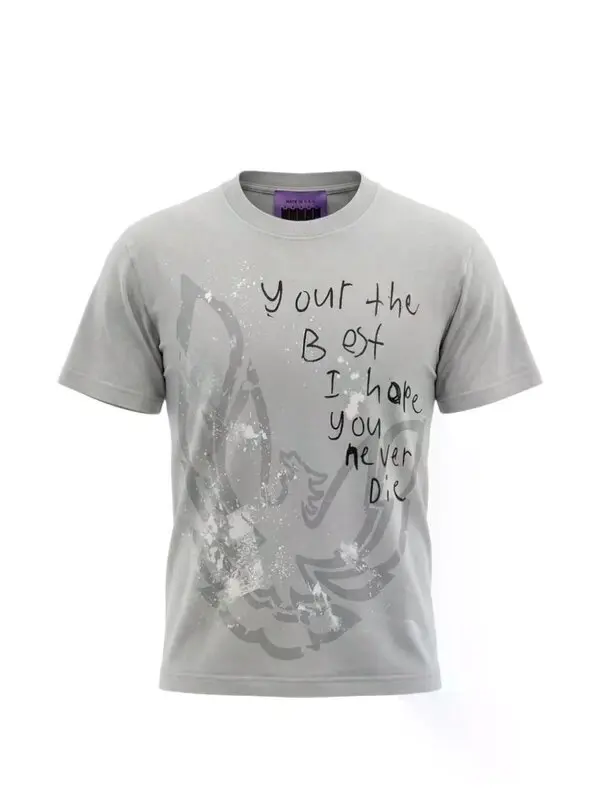 B WOOD Graphic-print Garment-dyed T-shirt