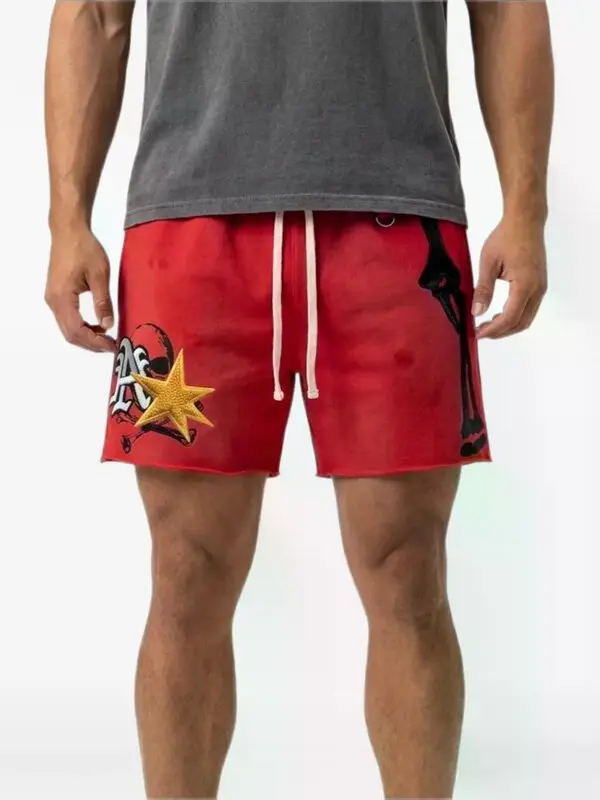 ALL HUMAN Embroidered Distressed French Terry Shorts