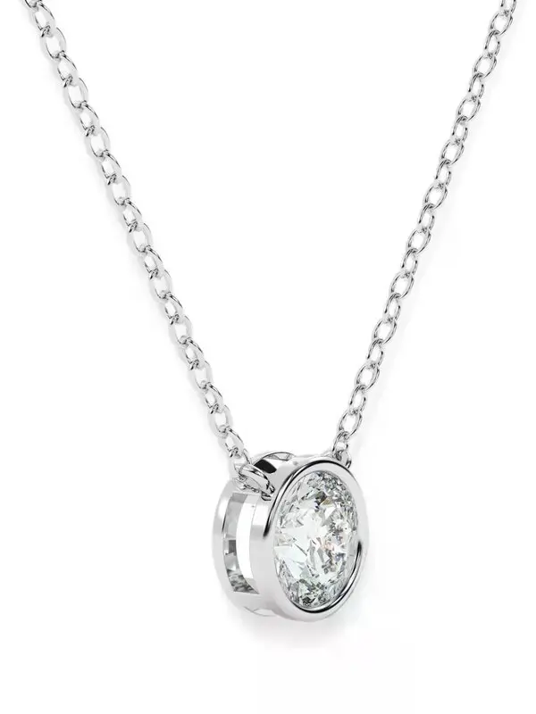 DIAMOND ESSENTIALS 14k White Gold Solitaire Diamond Pendant Necklace - Silver