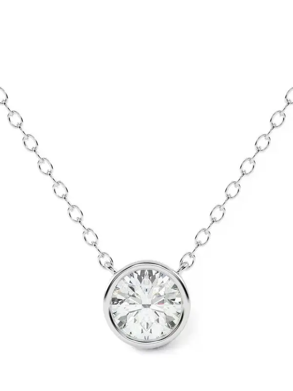 DIAMOND ESSENTIALS 14k White Gold Solitaire Diamond Pendant Necklace