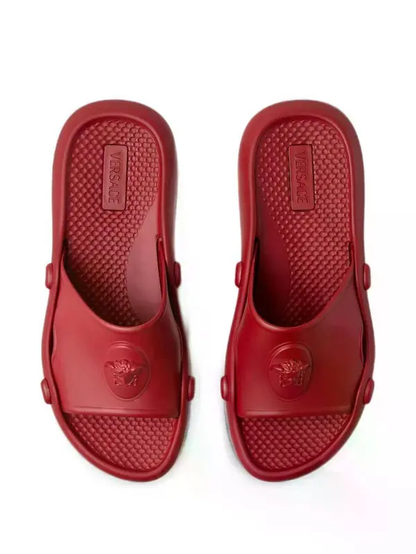 Versace Nettuno Rubber Slides With Medusa Cameo - Red