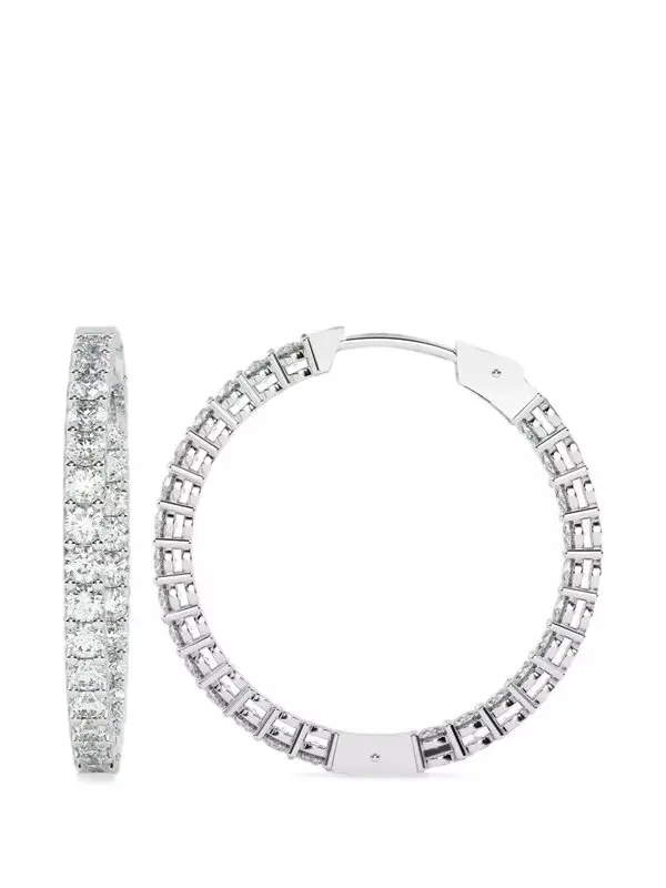 Diamond Essentials 14k White Gold Diamond Hoop Earrings