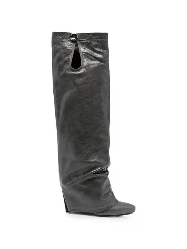 Attico Grained Knee-high Boots - Grey