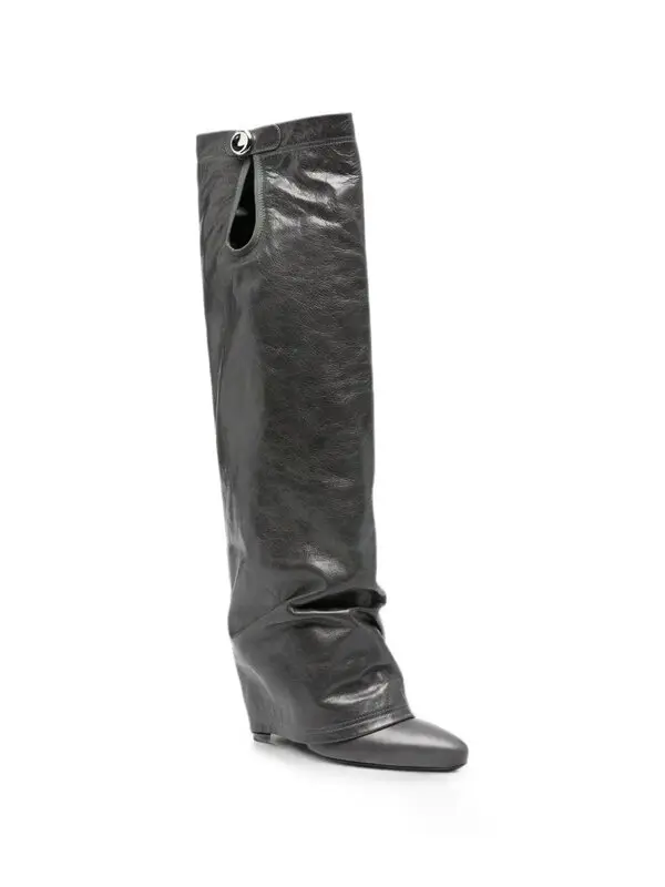 Attico Grained Knee-high Boots - Grey