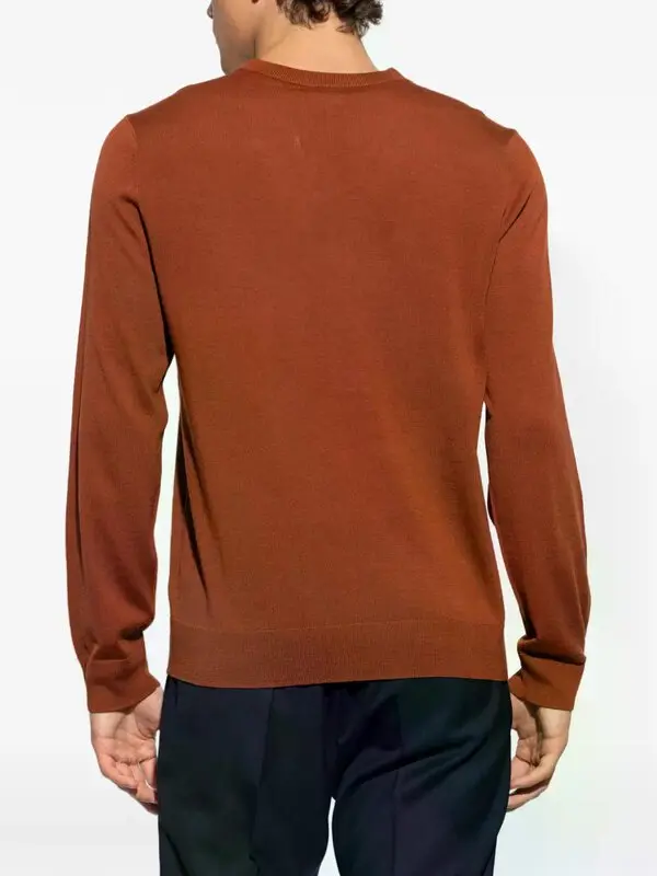 Paul Smith Crew Neck Long Sleeve Sweater With Signature Stripe Detail - Brown