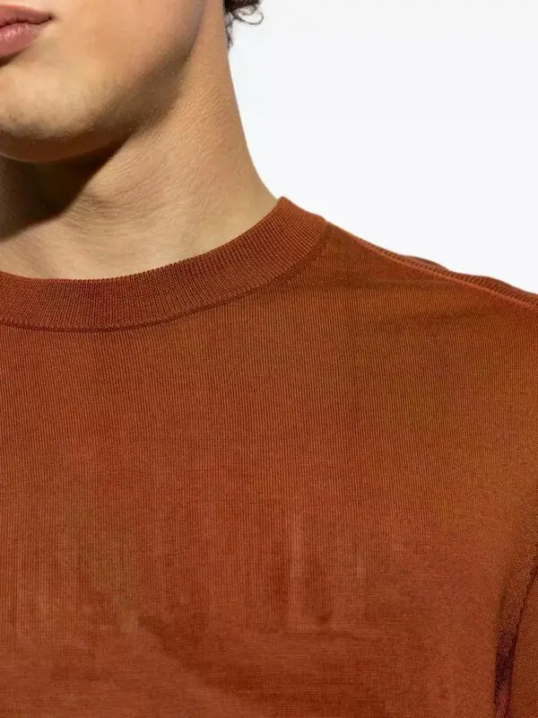 Paul Smith Crew Neck Long Sleeve Sweater With Signature Stripe Detail - Brown
