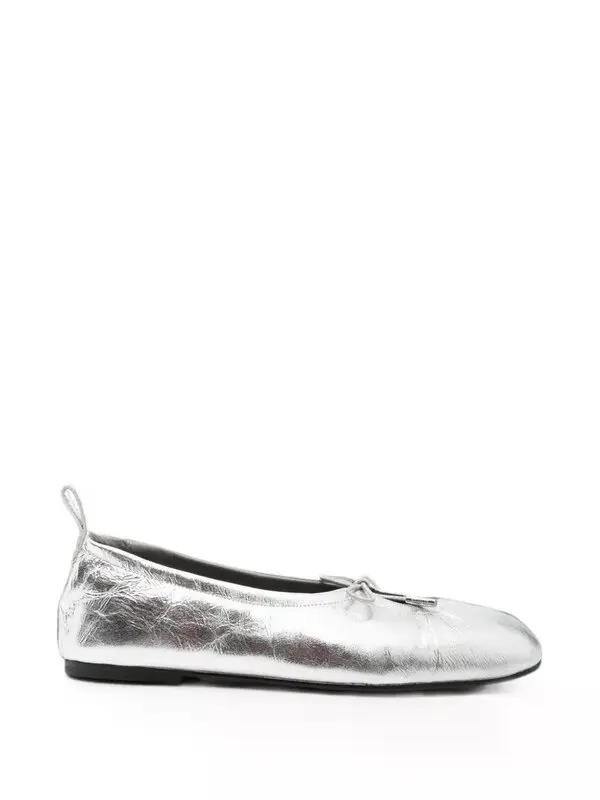 ALOHAS Rosalind Shimmer-finish Leather Ballet Flats - Silver