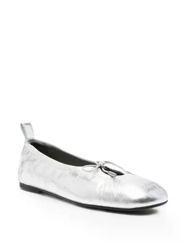 ALOHAS Rosalind Shimmer-finish Leather Ballet Flats - Silver