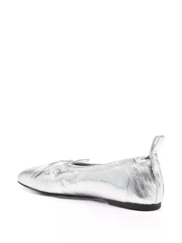ALOHAS Rosalind Shimmer-finish Leather Ballet Flats - Silver