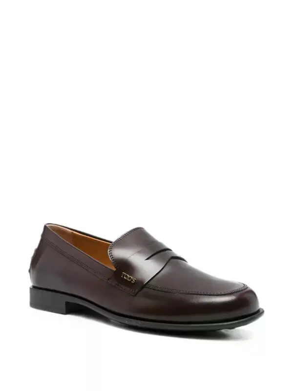 TOD'S Leather Loafers With Logo Plaque