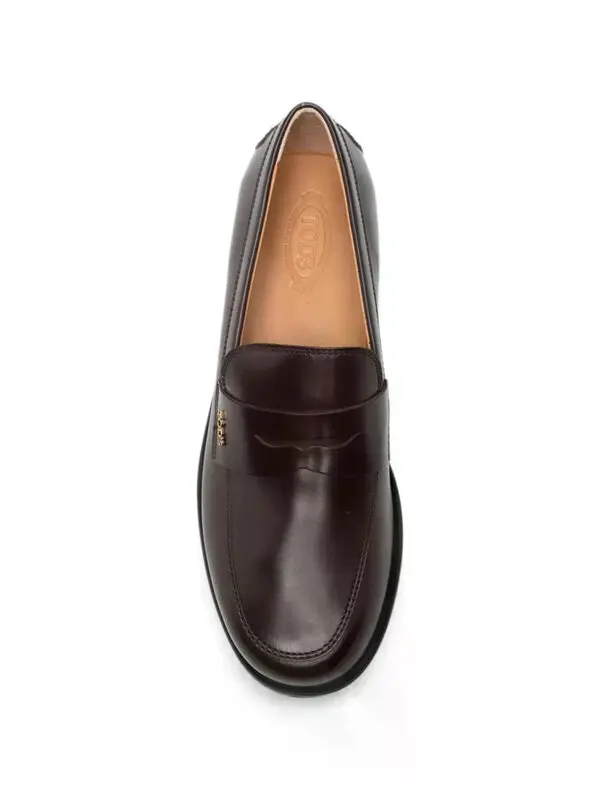 TOD'S Leather Loafers With Logo Plaque