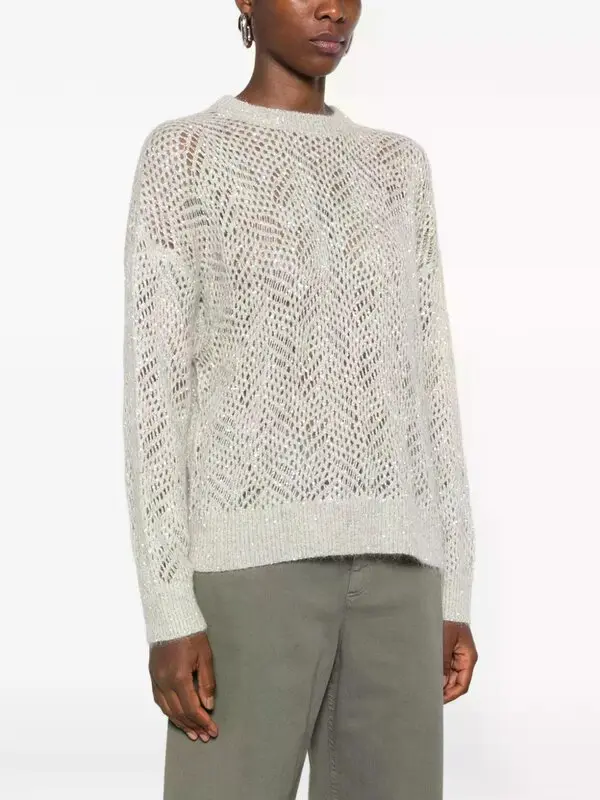 Brunello Cucinelli Sequin-embellished Open-knit Sweater