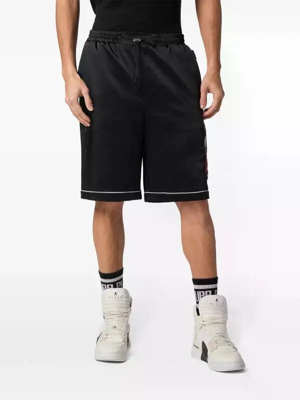 Philipp Plein Satin Tattoo Print Shorts