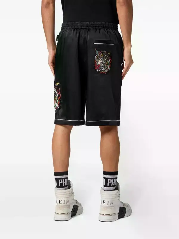 Philipp Plein Satin Tattoo Print Shorts