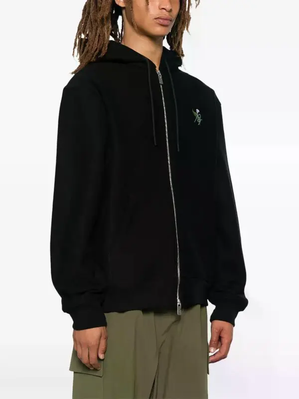 Burberry Logo Embroidered Zip Hoodie