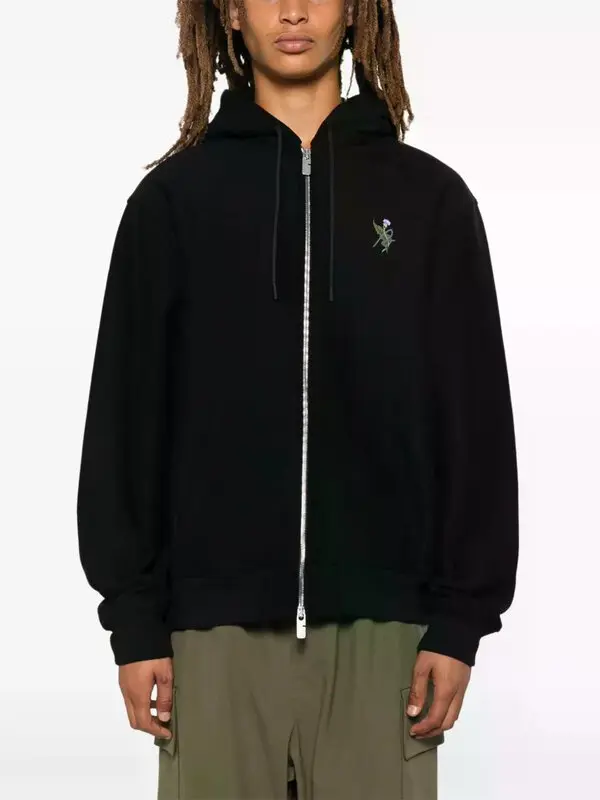 Burberry Logo Embroidered Zip Hoodie