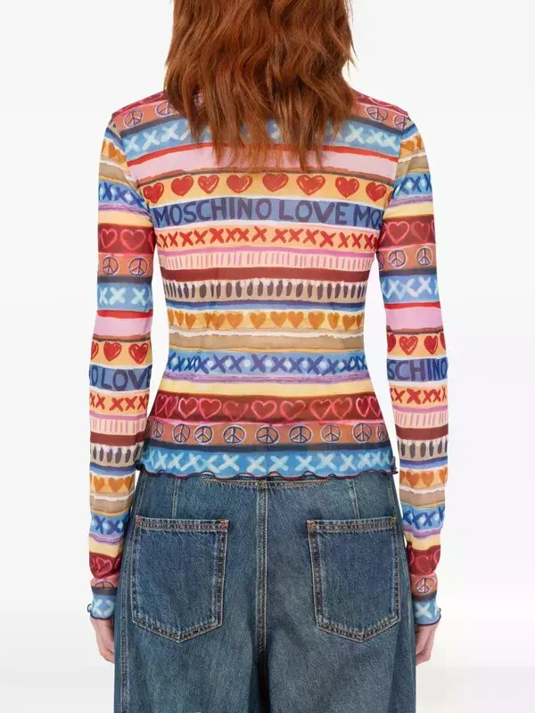 Moschino Printed Mesh Long Sleeve T-shirt