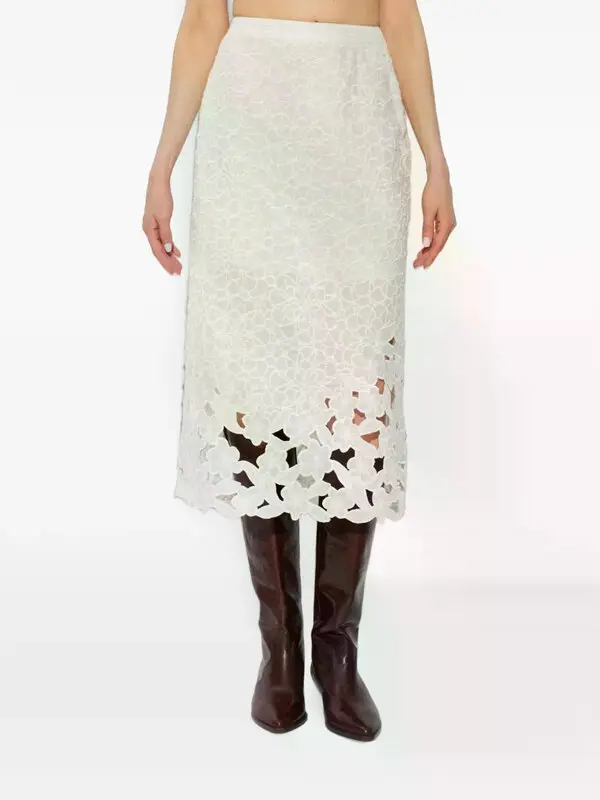 Isabel Marant Étoile Floral Embroidered Ramie Skirt - Neutrals