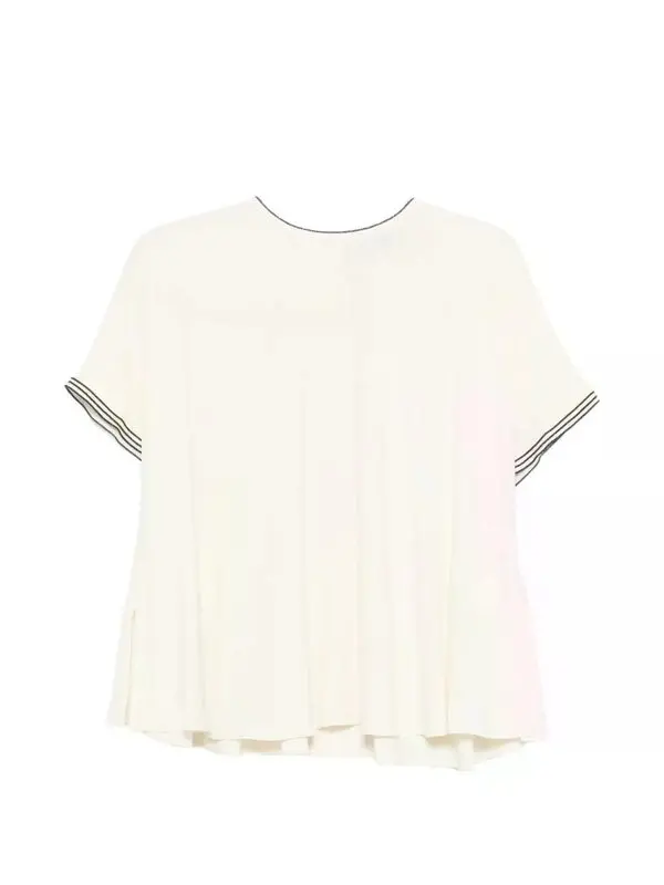 Fabiana Filippi Striped Trim Short-sleeve Top - Neutrals