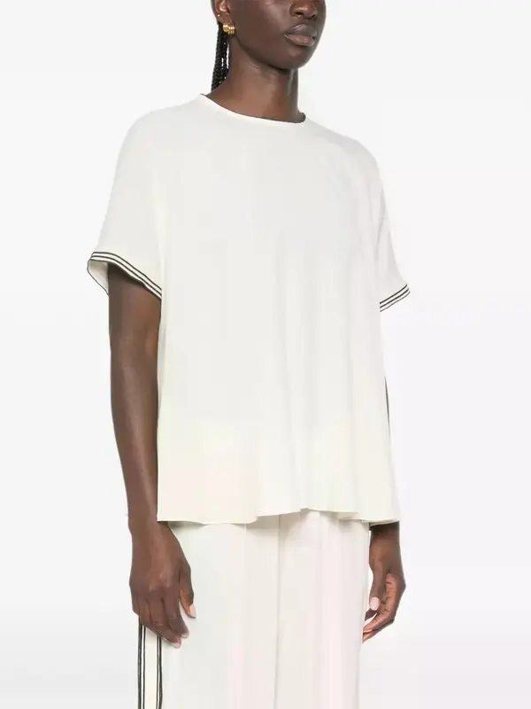 Fabiana Filippi Striped Trim Short-sleeve Top - Neutrals