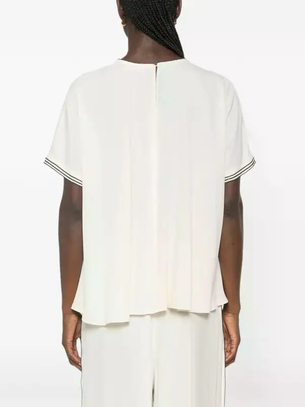 Fabiana Filippi Striped Trim Short-sleeve Top - Neutrals