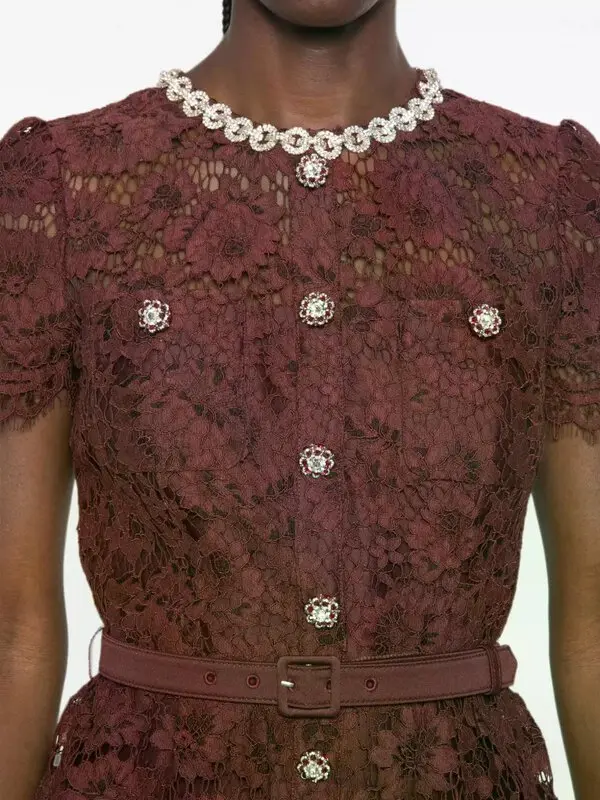 SELF-PORTRAIT Lace-panelled Midi Dress