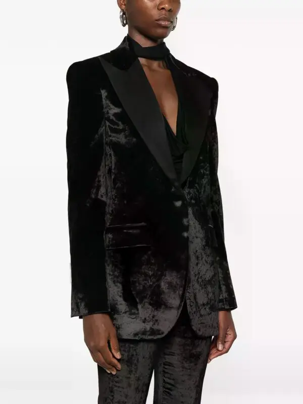 DONDUP Dundup Crushed Velvet Peak Lapel Blazer