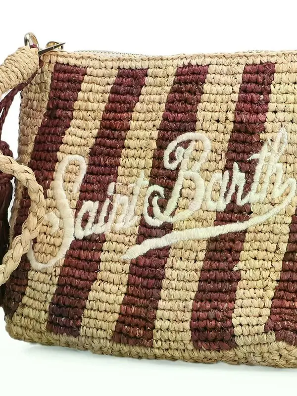 MC2 SAINT BARTH Striped Embroidered Logo Clutch Bag