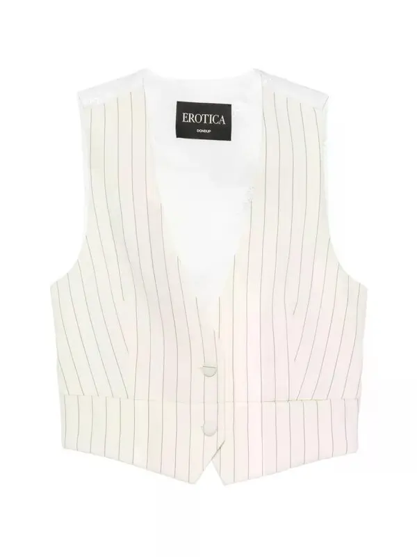 DONDUP Pinstripe Cropped Waistcoat - Neutrals