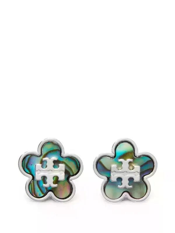 Tory Burch Forget Me Not Mother-of-pearl Stud Earrings - Silver