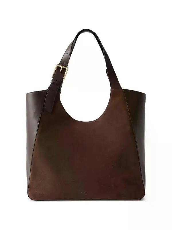 Furla Suede-panel Leather Tote Bag