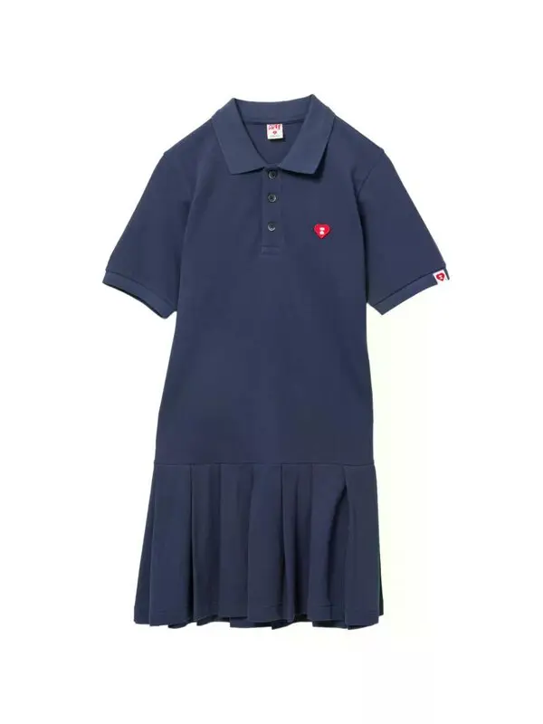 AAPE BY *A BATHING APE Apee™ A Bathing Ape® Logo Embroidered Pleated Polo Dress