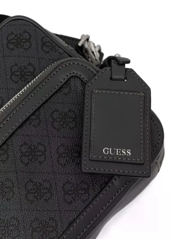Guess Monogram Print Logo Plaque Messenger Bag