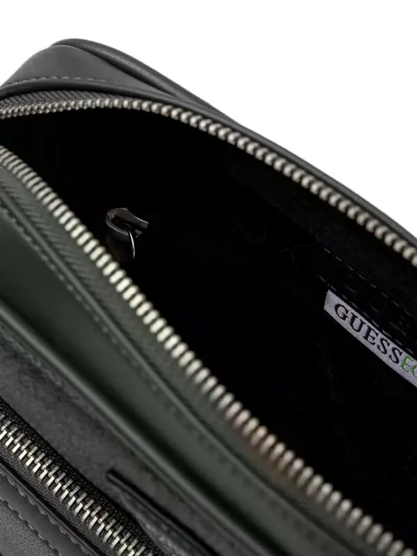 Guess Monogram Print Logo Plaque Messenger Bag