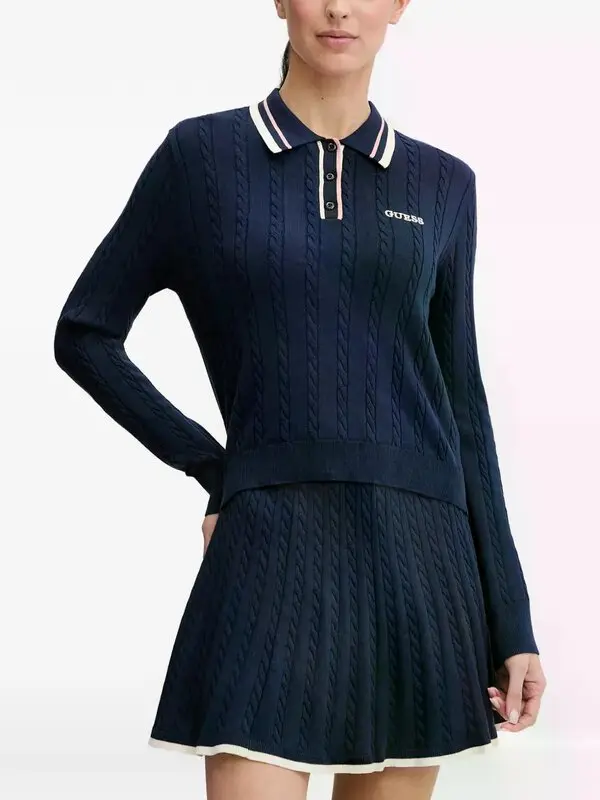 Guess Cable Knit Polo Sweater