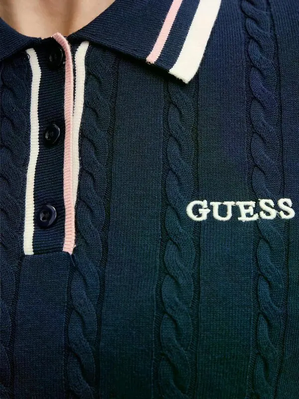 Guess Cable Knit Polo Sweater