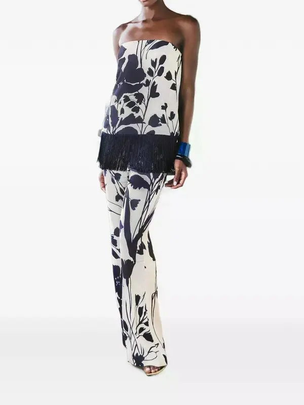 Cara Cara Pisa Floral Print Wide Leg Trousers - Neutrals