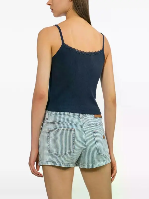 AAPE BY *A BATHING APE Ribbed Camisole With Lace Trim - Blue