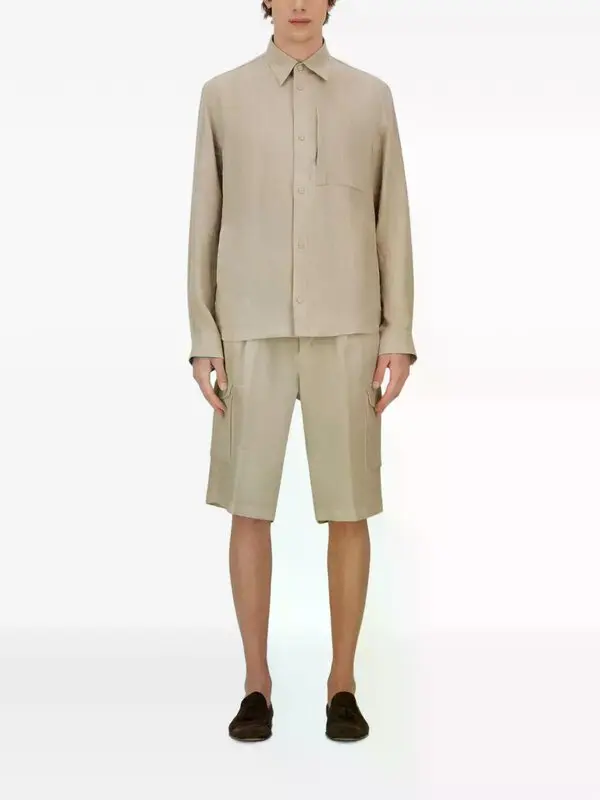 Herno Linen Fade Effect Cargo Shorts