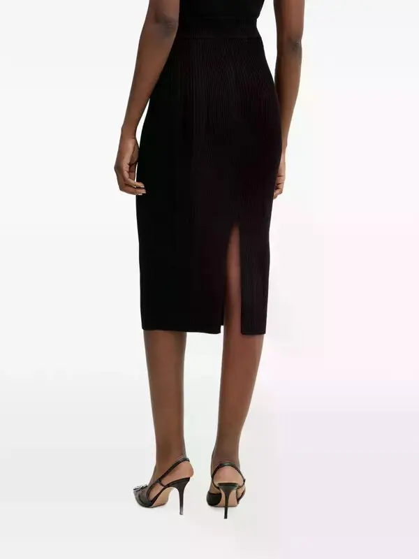 Guess Terra Ribbed-knit Rear-slit Skirt