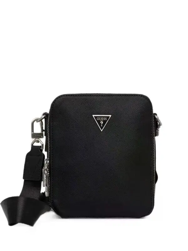 Guess Torino Saffiano Effect Logo Plaque Belt Bag - Black