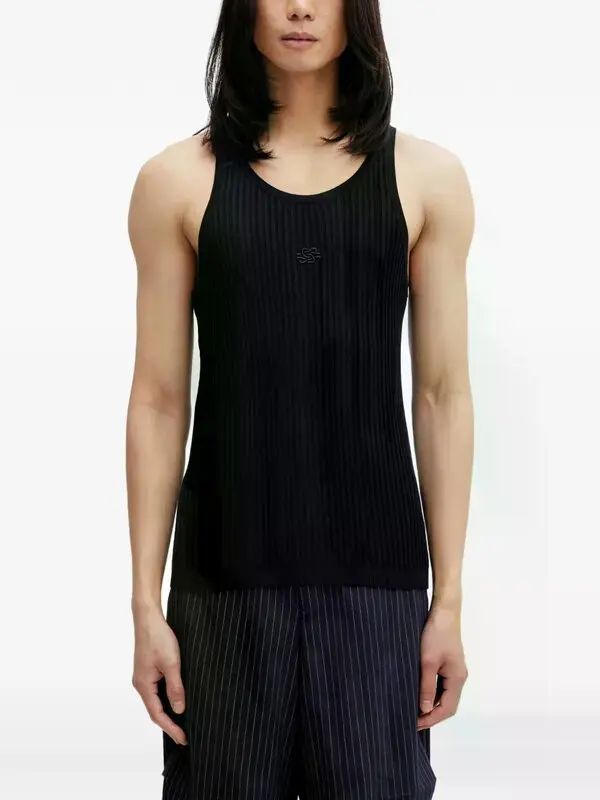 Filling Pieces Ribbed Knit Embroidered Logo Vest