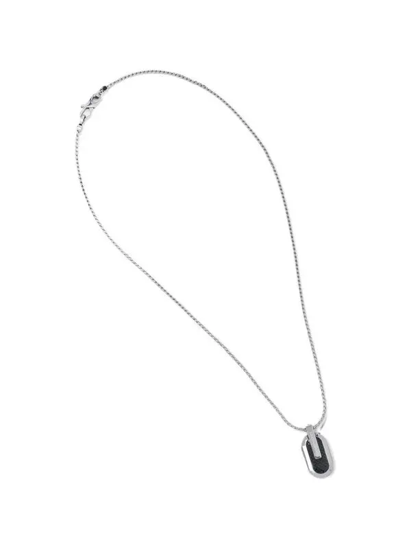 Guess Logo Engraved Tag Pendant Necklace - Silver