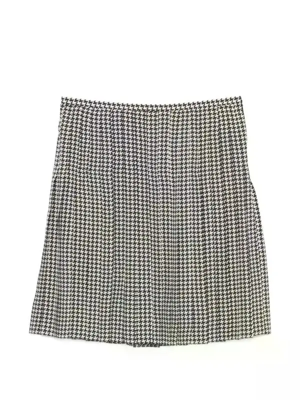 Prada 2000s Houndstooth Pleated Mini Skirt
