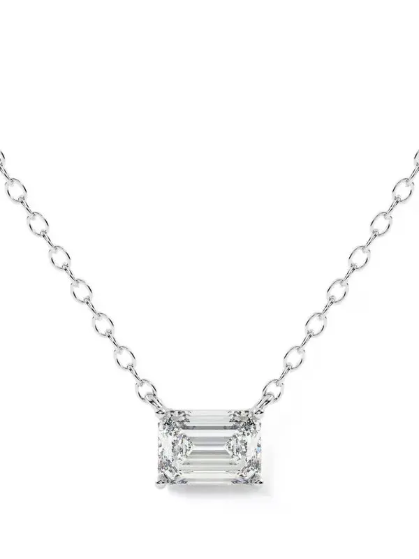 Diamond Essentials Emerald-cut Necklace In 14k White Gold - Silver